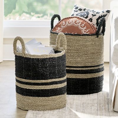 Sanna Striped Basket, Set of Two | Grandin Road