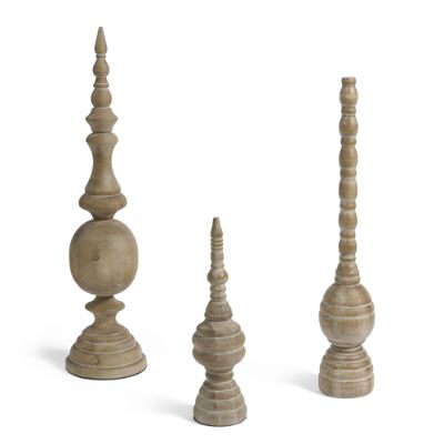 Carved Wood Finials, Set of Three | Grandin Road