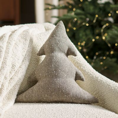 Neutral Herringbone Tree Shaped Pillow | Grandin Road