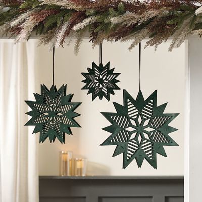 Dimensional Wooden Snowflakes, Set of 3 | Grandin Road