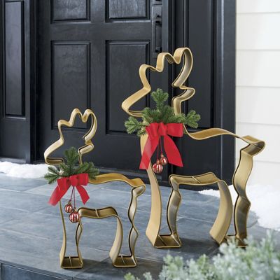 Outdoor Metal Reindeer, Set of 2 | Grandin Road