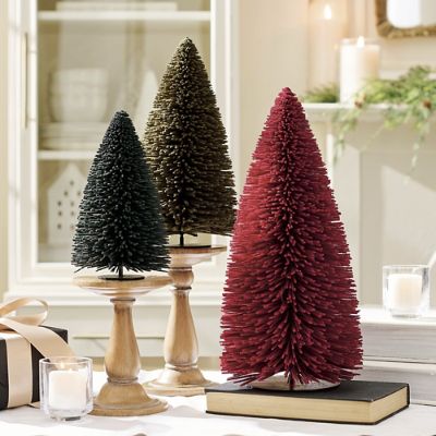 Flocked Holiday Tabletop Trees, Set of 3 | Grandin Road