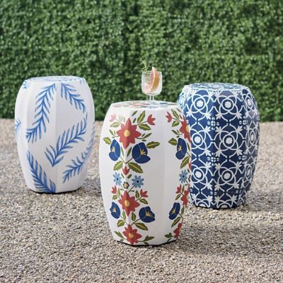 Bloom Handpainted Outdoor Garden Stool | Grandin Road