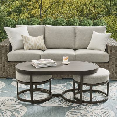 Portland Outdoor Coffee Table with Nesting Ottomans | Grandin Road