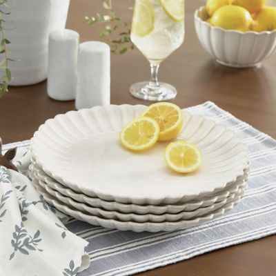 Ceramic Fluted Plate, Set of Four | Grandin Road
