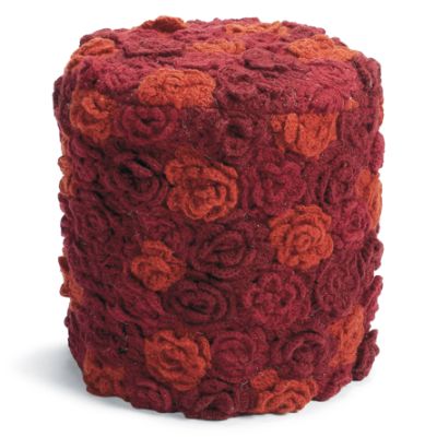 Crocheted Rosette Round Pouf Ottoman | Grandin Road