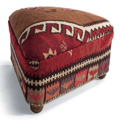 One-of-a-kind Triangular Kilim Footstool | Grandin Road