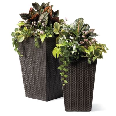 Faux Woven Outdoor Planters | Grandin Road