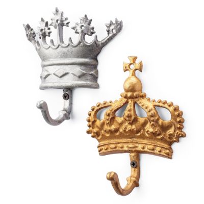 Set of Two King and Queen Crown Hooks | Grandin Road