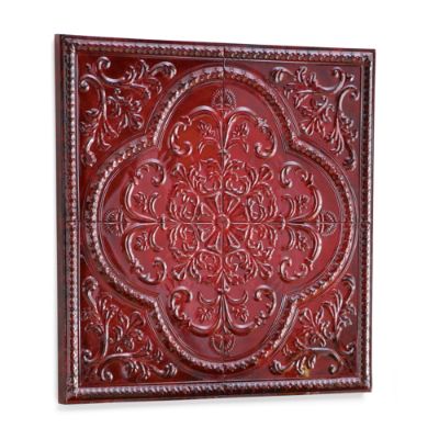 Red Metal Tile Artwork | Grandin Road
