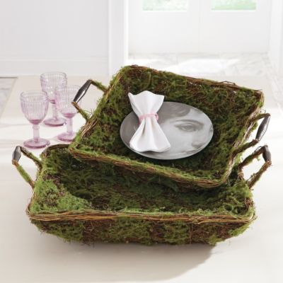 Set of Two Oversized Moss Trays | Grandin Road