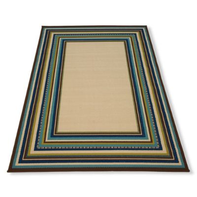 Cayman Outdoor Multi Border Rug | Grandin Road