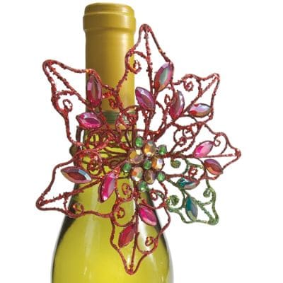 Poinsettia Wine Topper | Grandin Road