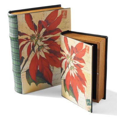 Set of Two Christmas Vintage Book Boxes | Grandin Road