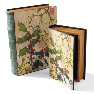 Set of Two Christmas Vintage Book Boxes | Grandin Road