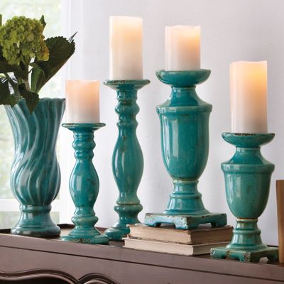 Set of Two Urn Ceramic Candlesticks | Grandin Road