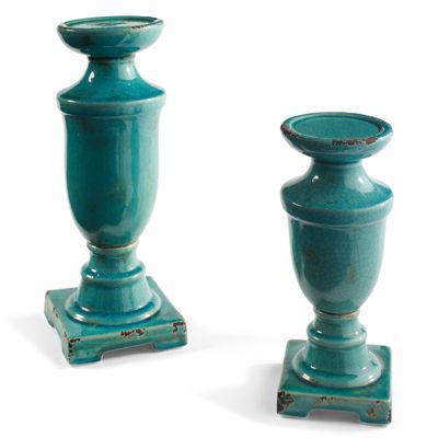 Set of Two Urn Ceramic Candlesticks | Grandin Road