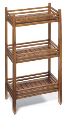 Teak Three-tier Shelf and Corner Caddy | Grandin Road