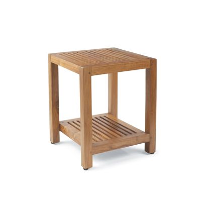 Teak Square Slatted Stool | Grandin Road