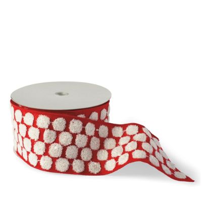 Red Felt with Chenille Dots Ribbon | Grandin Road