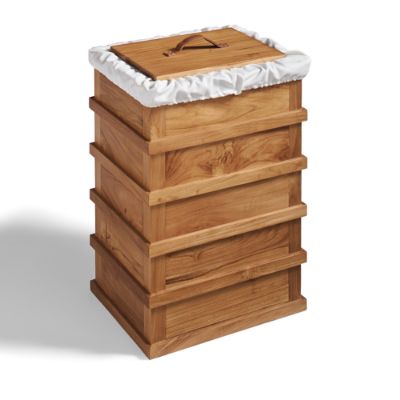 Teak Rectangular Hamper | Grandin Road