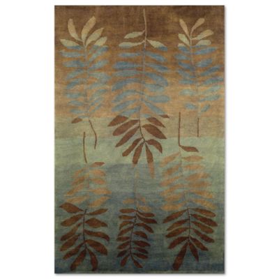 Karela Fern Wool Area Rug in Blue and Brown | Grandin Road