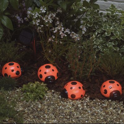 Ladybugs Set of Four Solar Lights | Grandin Road