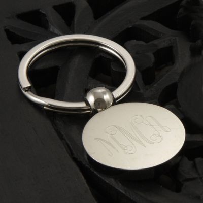 Personalized Round Silver Keychain | Grandin Road
