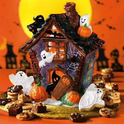 Halloween Haunted Mansion Cookie Jar with Treats | Grandin Road