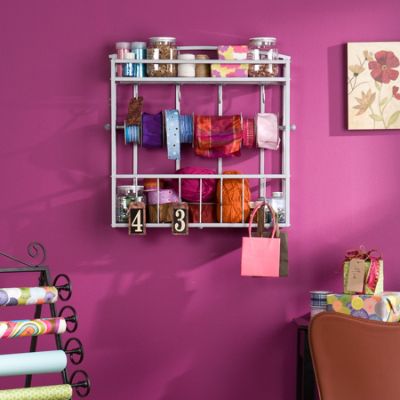White Wall-mount Craft Storage Rack | Grandin Road