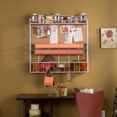 Wall-mount Craft Storage Rack with Corkboard | Grandin Road