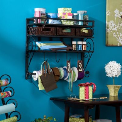 Wall-mount Craft Storage Rack with Baskets | Grandin Road