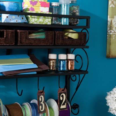 Wall-mount Craft Storage Rack with Baskets | Grandin Road