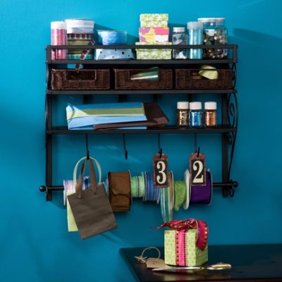 Wall-mount Craft Storage Rack with Baskets | Grandin Road