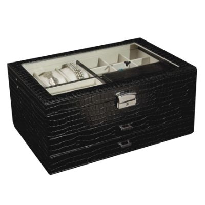 Alana Glass-top Locking Jewelry Box | Grandin Road