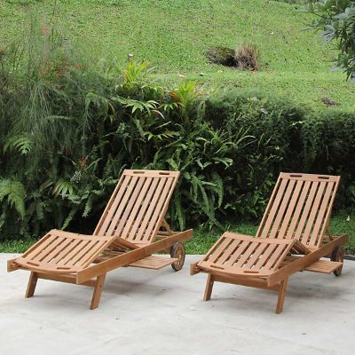 All-natural Teak Pool Lounger | Grandin Road