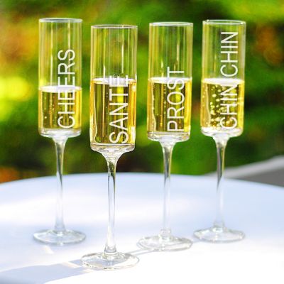 Set of Four Cheers! Champagne Flutes | Grandin Road