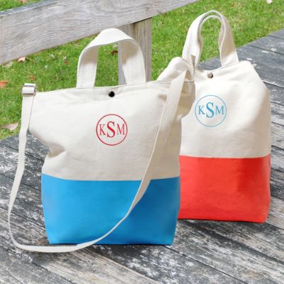Personalized Color Dipped Canvas Tote | Grandin Road