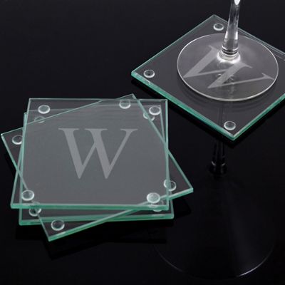 Set of Four Personalized Glass Coasters | Grandin Road