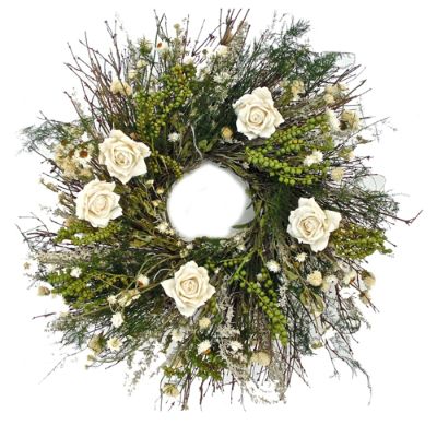 Glen White Rose Wreath | Grandin Road