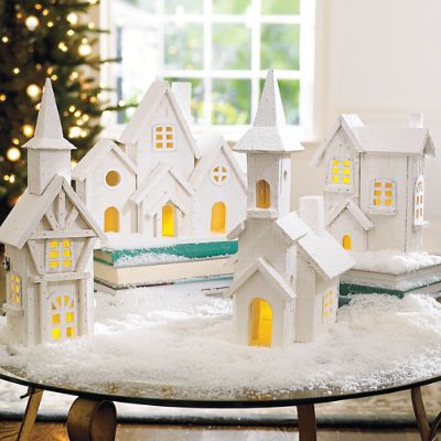 Illuminated Wooden Houses | Grandin Road