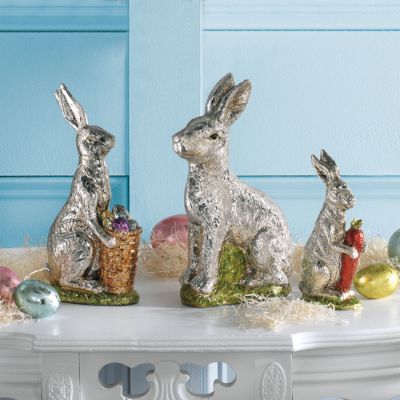 Martha Stewart Silver Foil Bunnies | Grandin Road