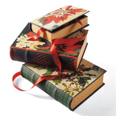 Set of Two Christmas Vintage Book Boxes | Grandin Road