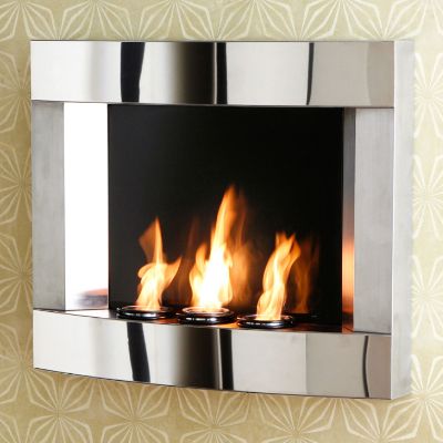 Stainless Steel Wall-mount Fireplace | Grandin Road